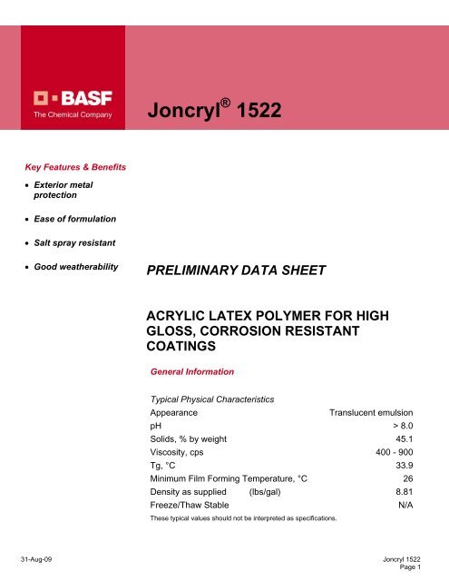 Joncryl ® 1522 - Halox