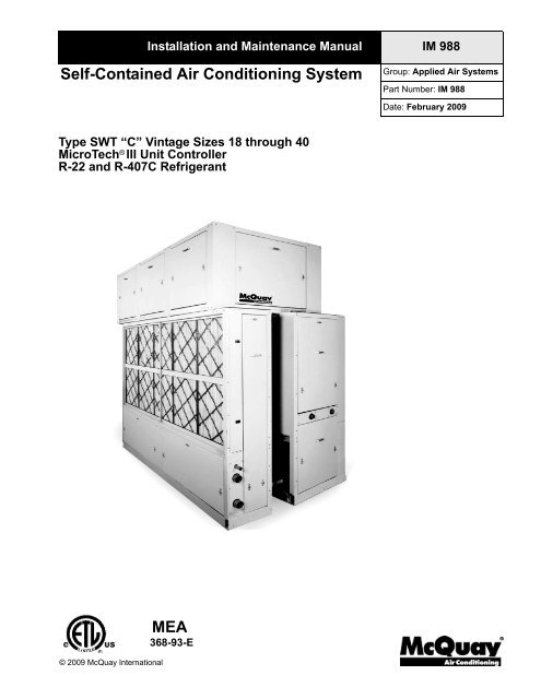 Self-Contained Air Conditioning System - HTS