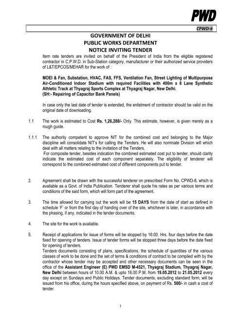 government of delhi public works department notice inviting tender government of delhi public works department notice inviting tender