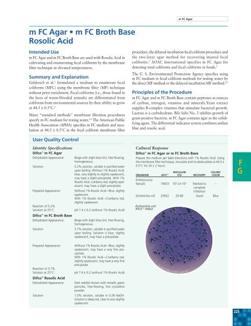 F G m FC Agar â ¢ m FC Broth Base Rosolic Acid - BVA Scientific
