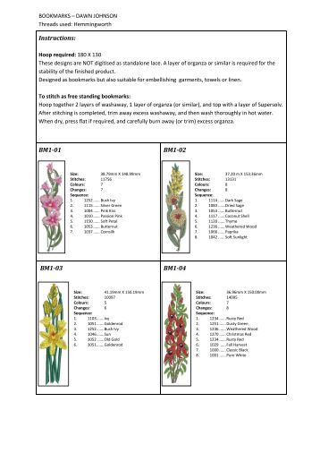 Hemingworth Thread Colour Chart. - Echidna Sewing Products