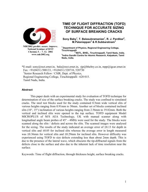 Time Of Flight Diffraction Tofd Technique For