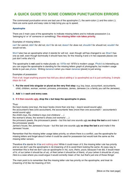 a quick guide to some common punctuation errors - Dragonfly ...