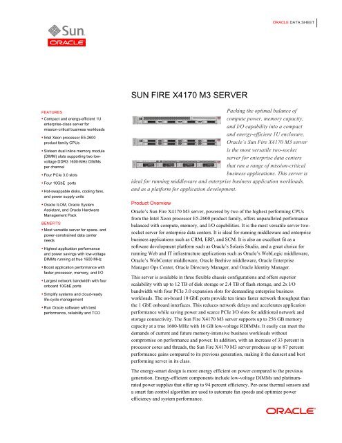 Sun Fire X4170 M3 server