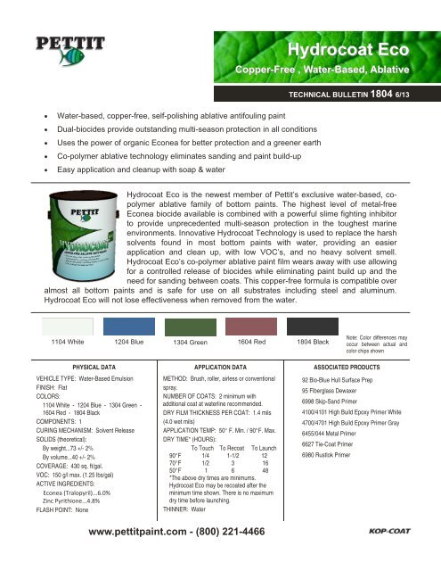 Hydrocoat Eco Product Data Sheet - Pettit Marine Paint