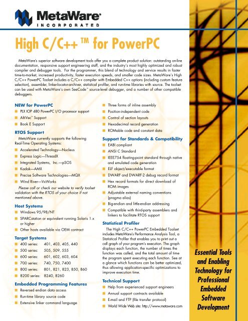 High C/C++ TM for PowerPC