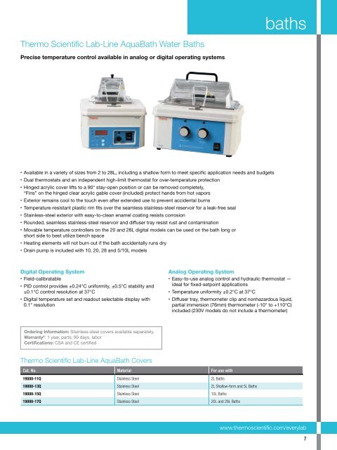 Lab-Line Water Bath Brochure - McQueen Labs