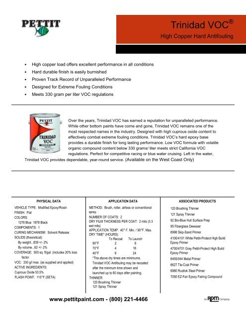 Trinidad VOC Product Data Sheet - Pettit Marine Paint