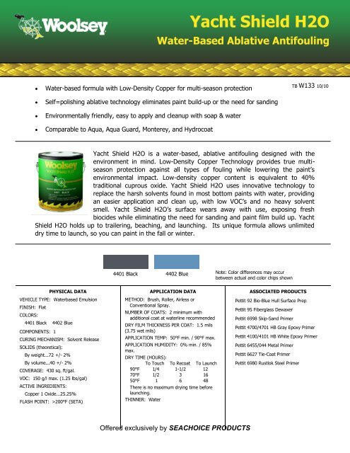 Woolsey Yacht Shield H20 Product Data Sheet - Pettit Marine Paint