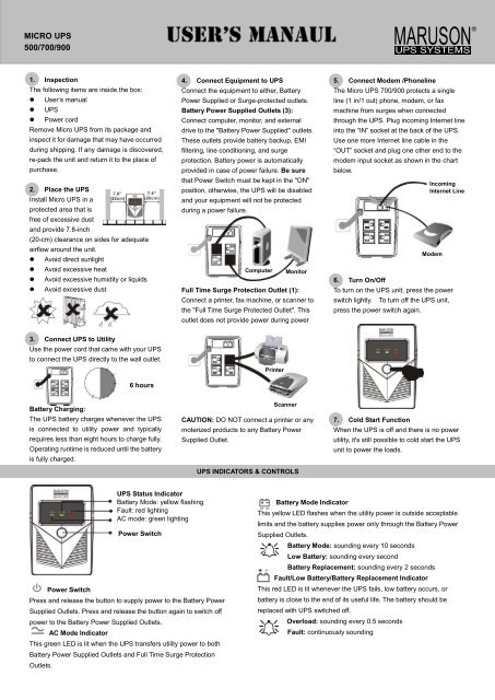 MICRO UPS 500/700/900 - MARUSON Technology