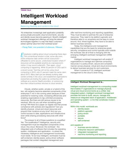 Intelligent Workload Management