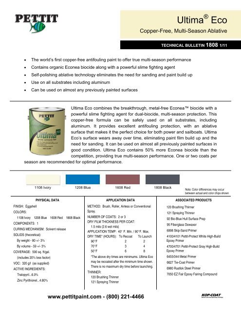 Ultima Eco Product Data Sheet - Pettit Marine Paint