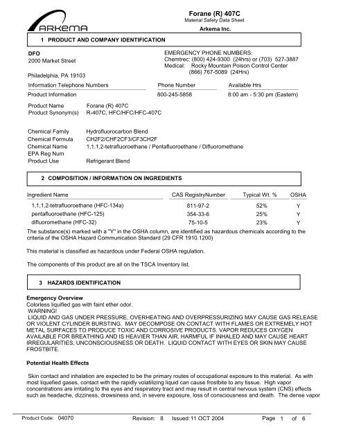 Forane (R) 407C - Chiller City