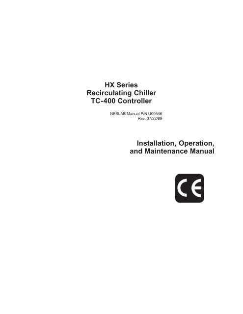 HX Series Recirculating Chiller TC-400 Controller ... - Chiller City