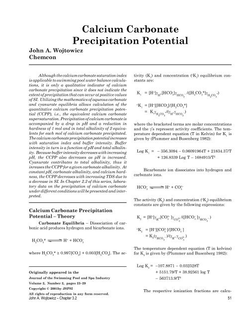 Calcium Carbonate Precipitation Potential - The Journal of the ...