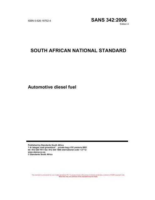 South African National Standard2 South African National Standard2