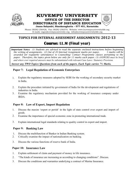 LL.M. - Final - Kuvempu University