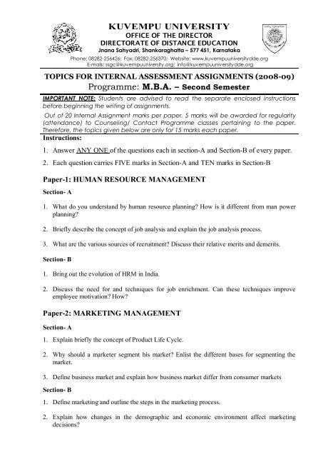 Kuvempu University - Directorate of Distance Education