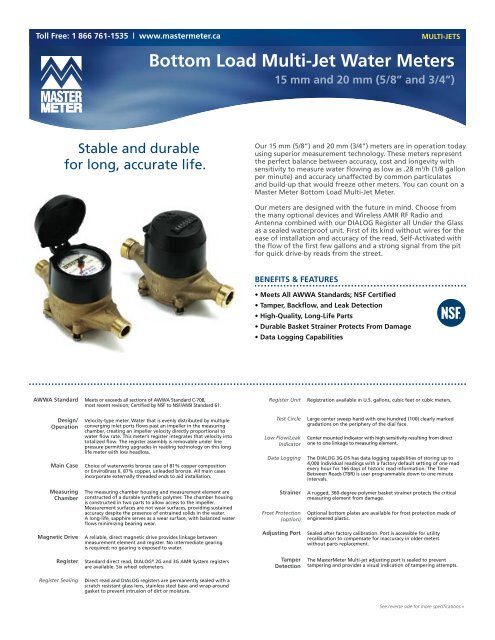 Bottom Load Multi-Jet Water Meters - 15 mm and 20 ... - Master Meter