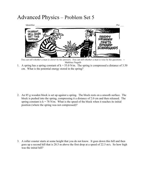 Advanced Physics â Problem Set 5