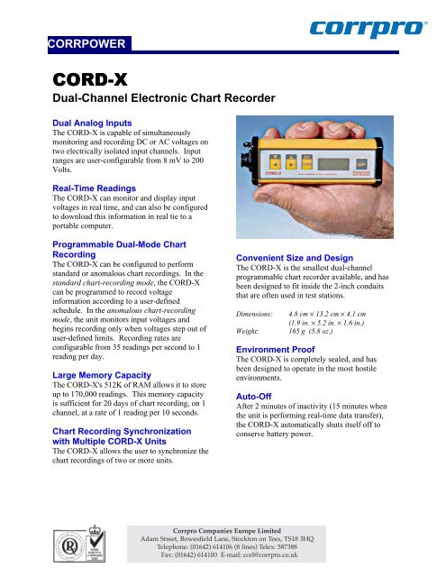 CORD-X (needs software pic) - Corrpro.Co.UK