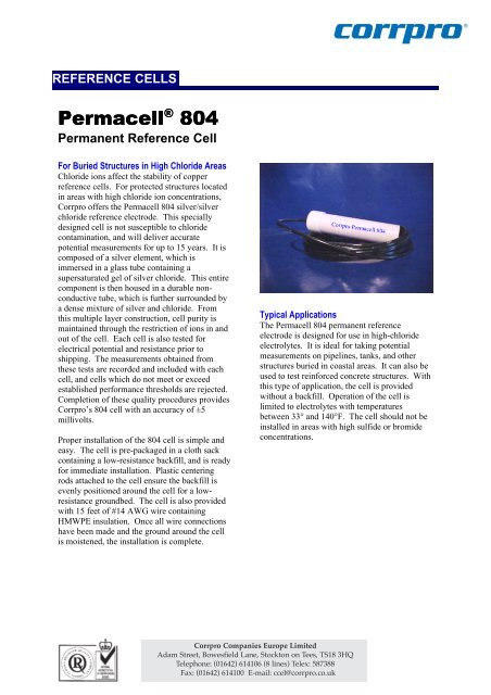Permacell 804 Permanent Reference Cell.pdf - Corrpro.Co.UK