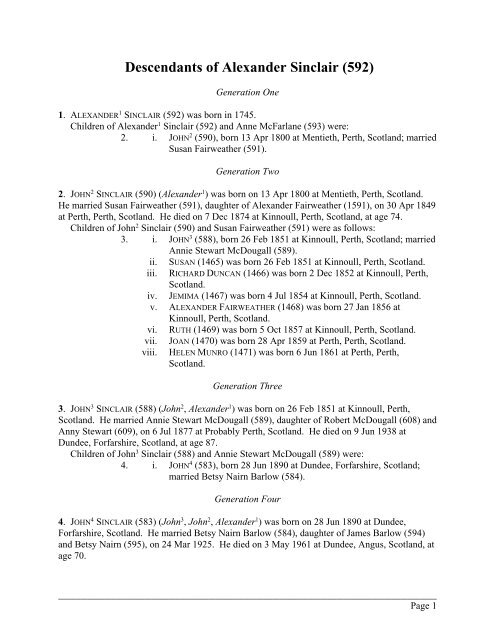 Descendants of Alexander Sinclair (592) - fuzzo.com