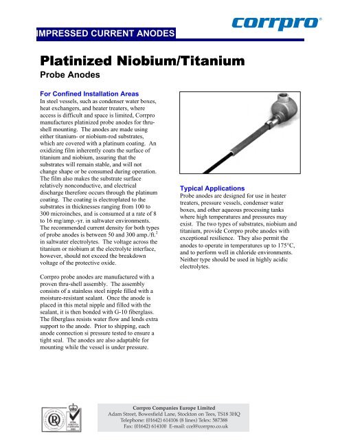 Platinized Niobium-Titanium probe Anodes.pdf - Corrpro.Co.UK