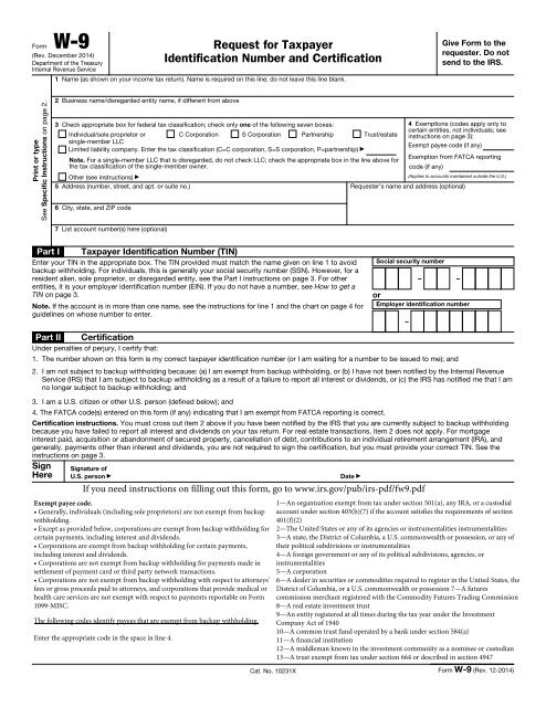 Printable W 9 Form Tennessee - Printable Forms Free Online