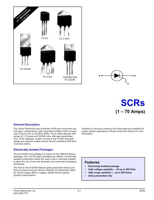 SCRs (1-70 Amps).