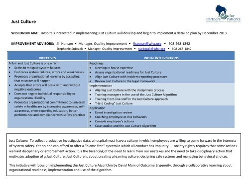 Just Culture - WHA Quality Center