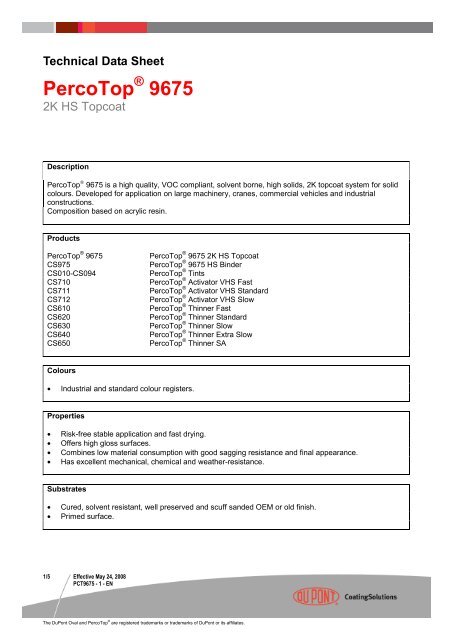 Technical Data Sheet PercoTop 9675