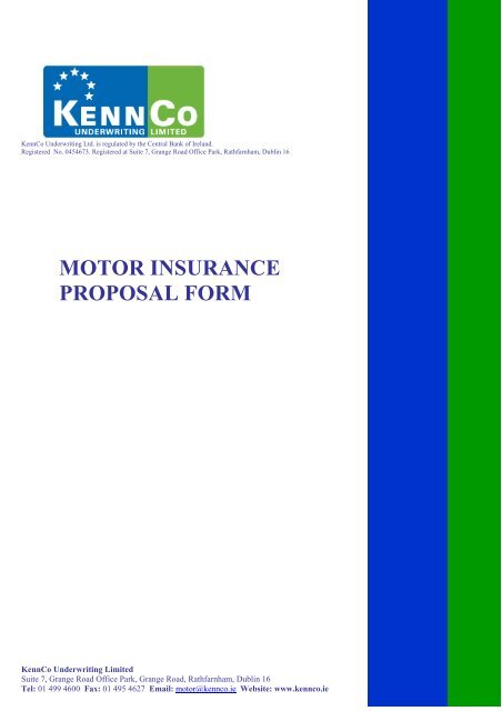 MOTOR INSURANCE PROPOSAL FORM - Kennco Underwriting