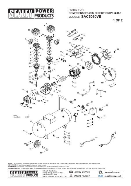 Sealey Compressor Spare Parts Catalogue Pdf | Reviewmotors.co