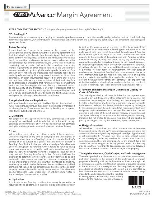 Margin Agreement - Trading Direct