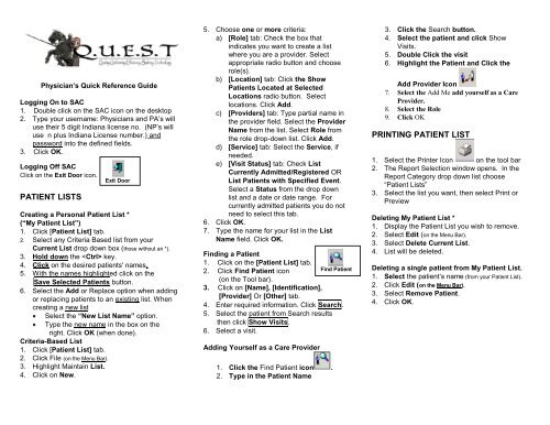 Physicians' Quick Reference Guide