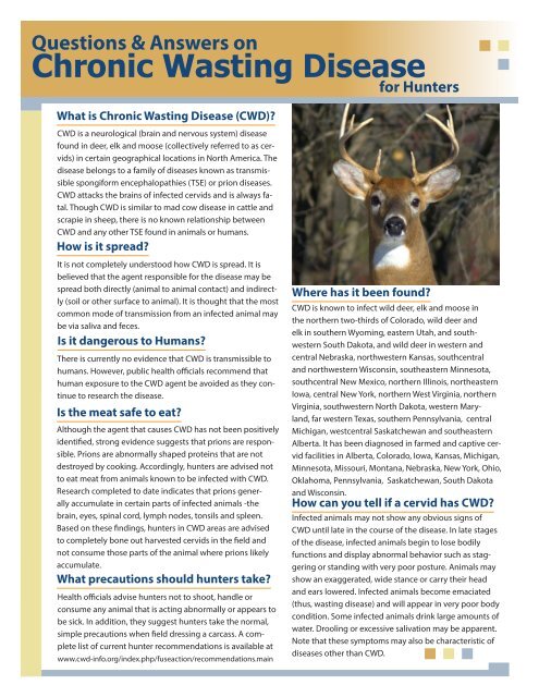 CWD Brochure - Chronic Wasting Disease Alliance