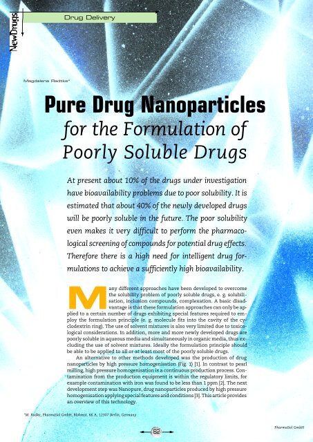 Pure Drug Nanoparticles - PharmaSol GmbH.