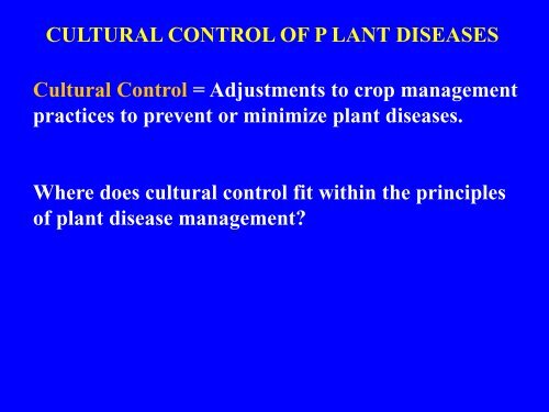 Cultural control of soil borne pathogens 2