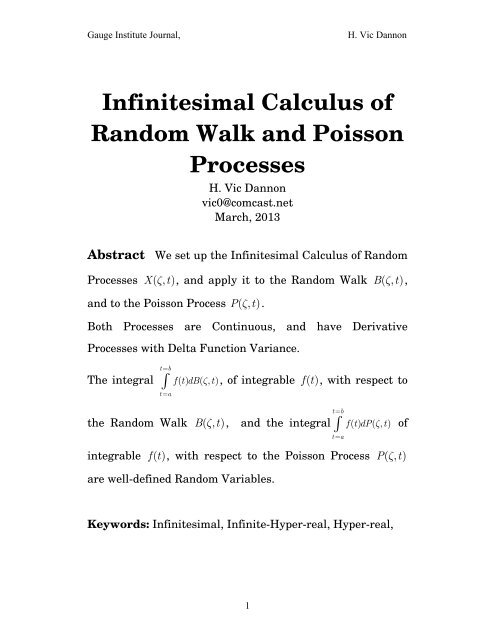 Infinitesimal Calculus of Random Walk and Poisson Processes