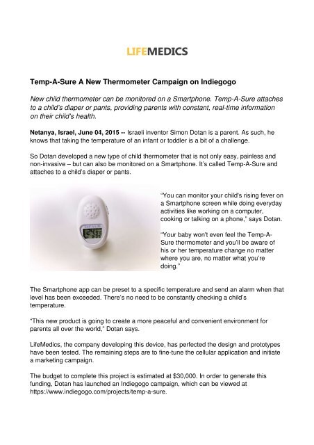 Temp­A­Sure A New Thermometer Campaign on Indiegogo