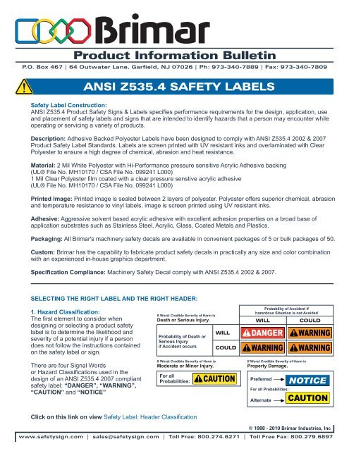 Conveyor Labels PDF - Safety Signs