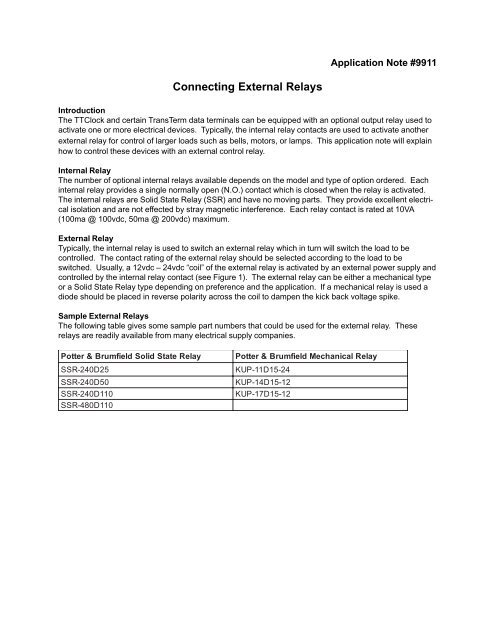 Connecting External Relays - ComputerWise
