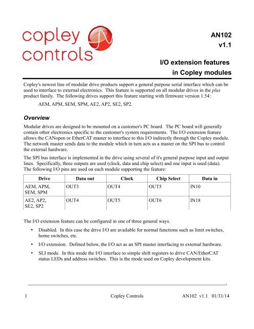 Extending PLUS Module I/O - Copley Controls