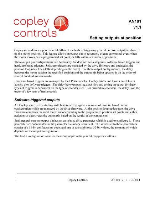 Trigger Outputs at Position - Copley Controls