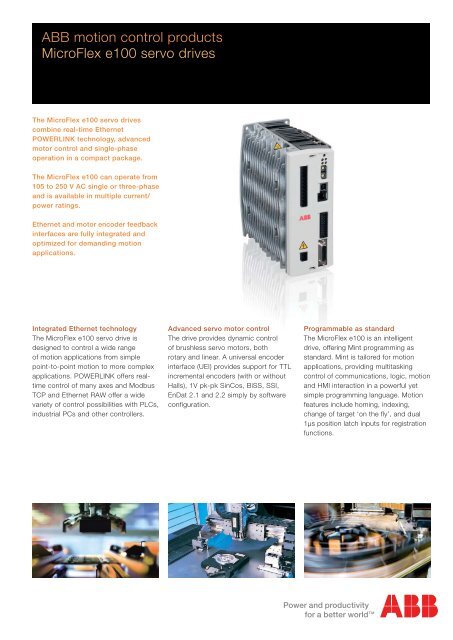 ABB motion control products - MicroFlex e100 servo drives