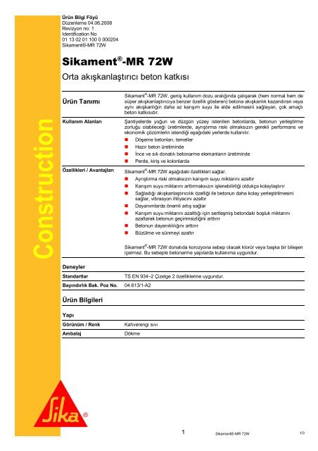Sikament MR-72W 20080406 TR Rev 01 - Ä°zonet
