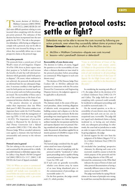 Pre-action protocol costs: settle or fight? - 4 Paper Buildings