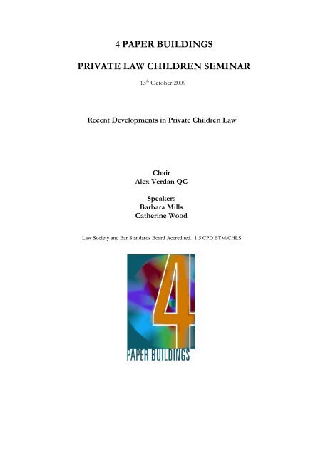 4 PAPER BUILDINGS PRIVATE LAW CHILDREN SEMINAR