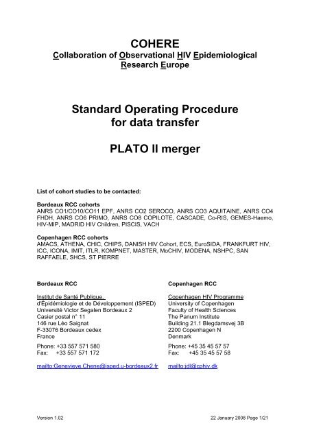 COHERE Standard Operating Procedure for data transfer ... - CHIP